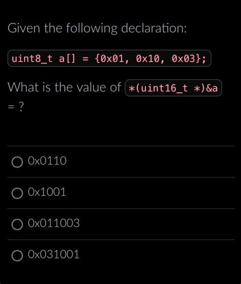 Solved Text Uint8 T A 0 Times 01 0 Times 10 0 Chegg Com