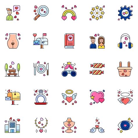 Набор векторных иллюстраций любви Премиум векторы