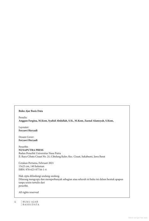 Buku Ajar Basis Data Press Nusa Putra