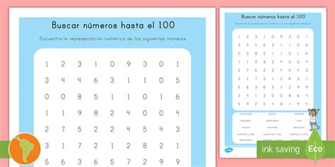 Sopa De Letras De Numeros Del 1 Al 100 Sopa De Letras Numeros 123 Por
