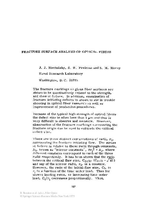 Pdf Fracture Surface Analysis Of Optical Fibers