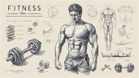 Detailed Hand Drawn Fitness Infographic Showcasing Muscle Anatomy