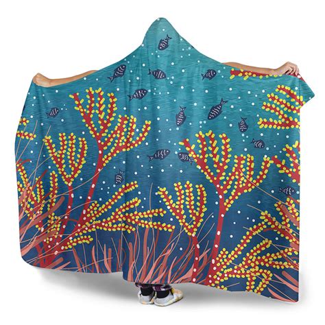 Australia Aboriginal Hooded Blanket Underwater Aboriginal Art