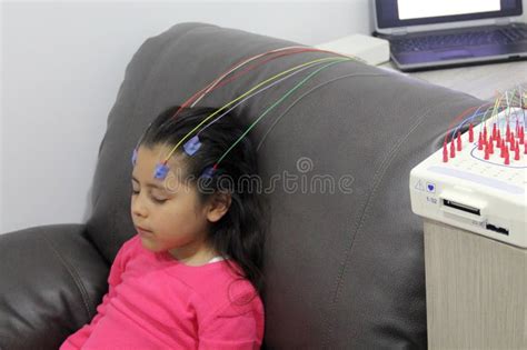 Electroencephalogram A Test That Measures The Brain S Electrical Activity Of A 5 Year Old Girl