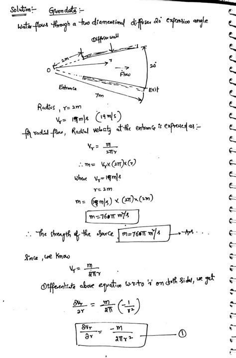 Solved Water Flows Through A Two Dimensional Diffuser Having A O Expansion Angle As Shown
