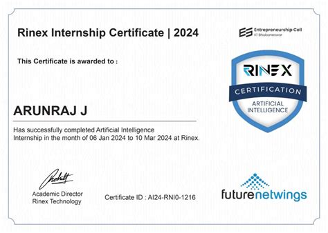 Arunraj Jayakumar On Linkedin Internshipexperience Rinex Careerdevelopment Professionalgrowth