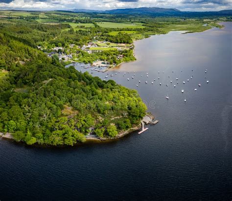 Aerial View Of Balmaha A Small Village On The Banks Of Loch Lomond In