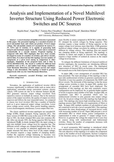 Pdf Analysis And Implementation Of A Novel Multilevel Inverter Structure Using Reduced Power