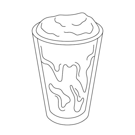 Premium Vector Iced Cold Brew Coffee In Line Art Style Sketch Doodle Vector Illustration