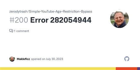 Error 282054944 · Issue 200 · Zerodytrashsimple Youtube Age