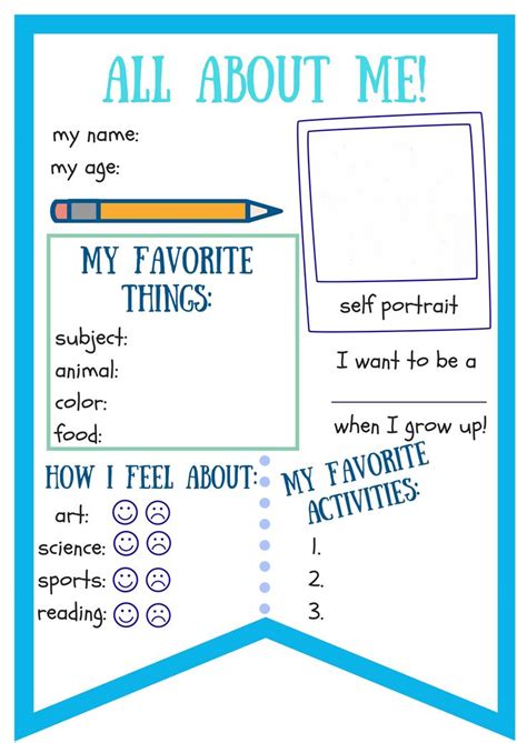 First Day Of School All About Me Worksheet For Classroom All About Me
