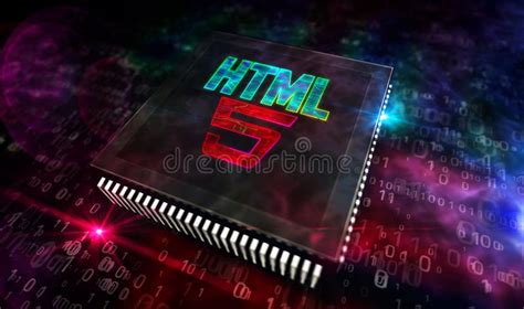 Html5 Programming Symbol And Processor Factory 3d Illustration Stock Illustration Illustration