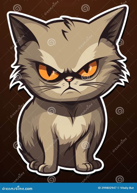 Evil Kitten Sticker In Cartoon Style Isolated Isolated Ai Stock
