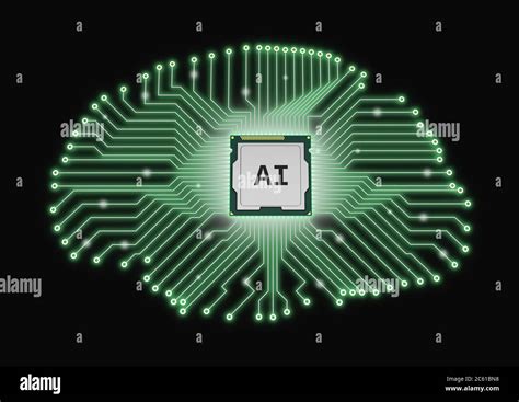 Ai Artificial Intelligence Cpu Brain Printed Circuit Board Microprocessor 3d Illustration Stock