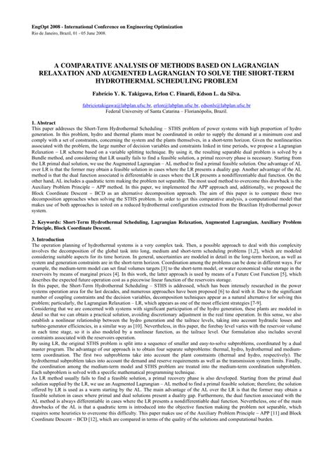 Pdf A Comparative Analysis Of Methods Based On Lagrangian Relaxation And Augmented Lagrangian