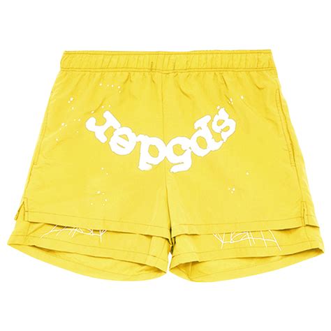 Sp5der Logo Short Yellow Editorialist Logo Shorts Street Wear