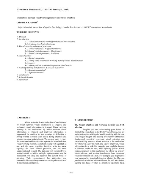 Pdf Interactions Between Visual Working Memory And Visual Attention