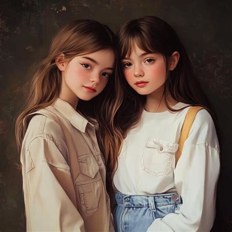 2 Cute Girls Standing Together Premium Ai Generated Image