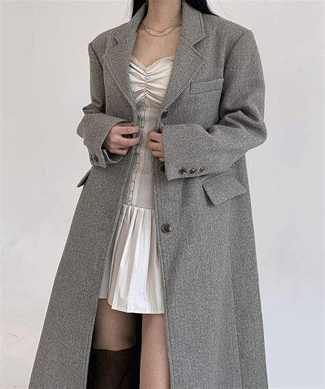 울30 몬탁 유니크 베이직 데일리 맥시 울 롱 코트차콜베이지 에이블리