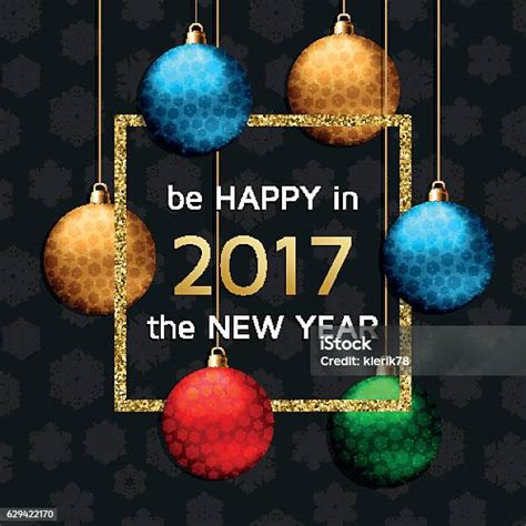 황금 불꽃 놀이와 새해 인사말 카드 벡터 일러스트레이션 2017년에 대한 스톡 벡터 아트 및 기타 이미지 2017년 개념