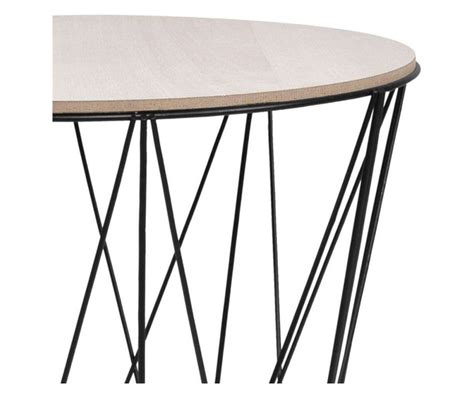 Кръгла маса с кош за съхранение Mdf метална основа черно и естествено 24 35x35 см Springos