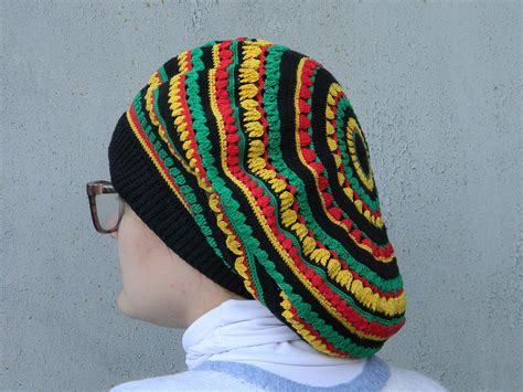 Unisex Rasta Reggae Hat Jamaican Slouchy Hat Crowned Dreadlock Tam Etsy