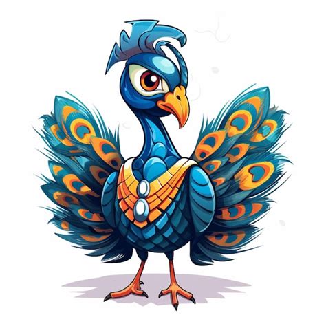 Peacock Cartoon Vector Premium Ai Generated Vector