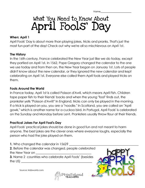 Free April Fools Day Worksheet Download Free April Fools Day Worksheet