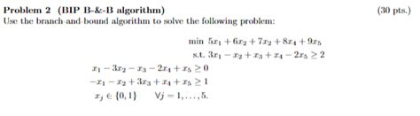 Solved 30 Pts Problem 2 Bip B And B Algorithm Use The