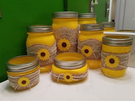 Mason Jar Centerpieces With Sunflower Design
