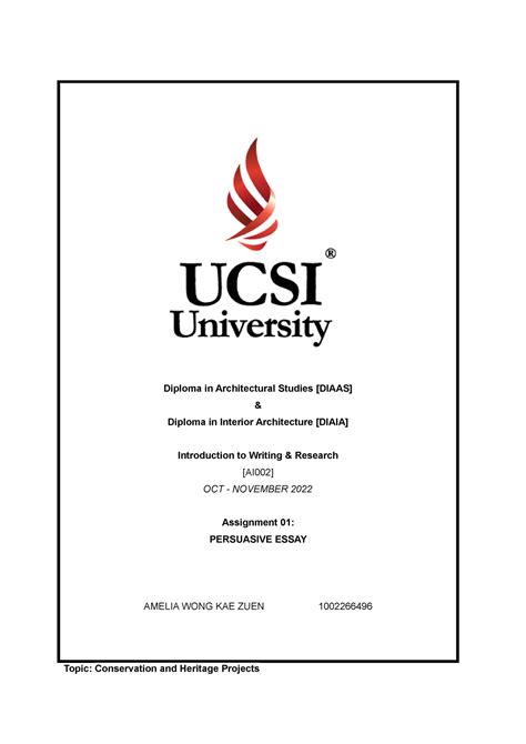 University Essay Diploma In Architectural Studies Diaas And Diploma