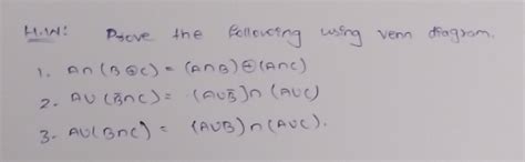 Prove The Following Using Venn Diagrams A ∩ B ⊕ C A ∩ B ⊕ A ∩ C