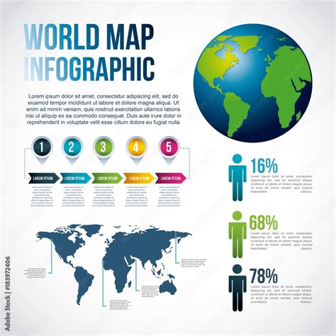 World Map Infographic Chart Population Vector Illustration Stock Vector