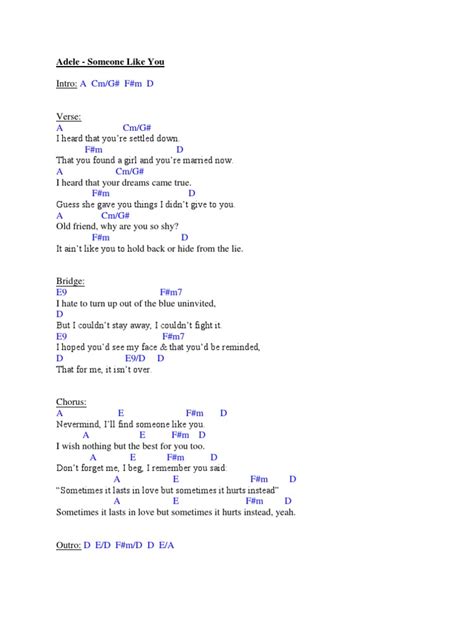Adele Someone Like You Chords Guitar