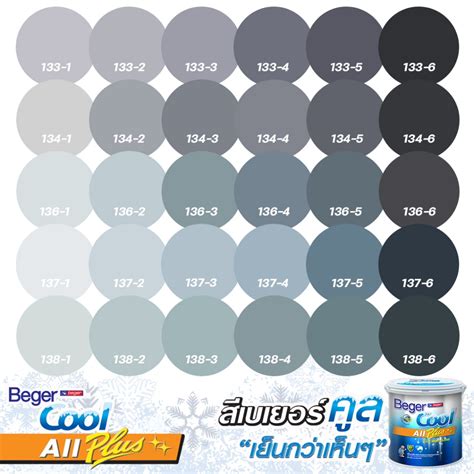 Beger คูลออลพลัส สีบ้านเย็น กึ่งเงา สีเทาอมฟ้า 3l เบอร์ตามพัดสี สีทาภายนอกและภายใน สีทาบ้าน