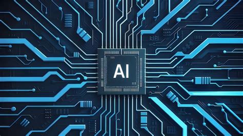 Abstract Ai Circuit Board Background Technology Connected Blue Lines With Electronics Elements