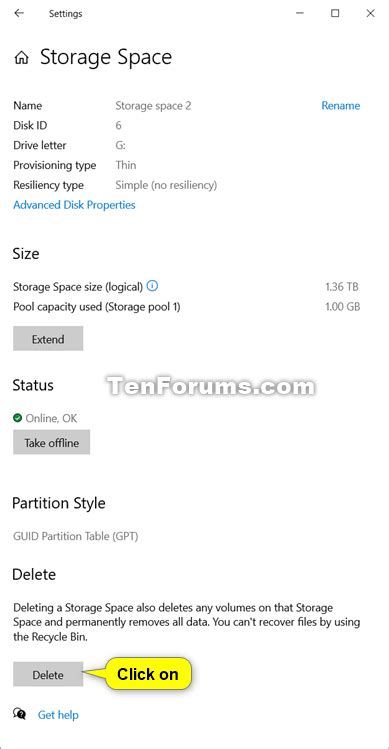 Delete Storage Space From Storage Pool In Windows 10 Tutorials