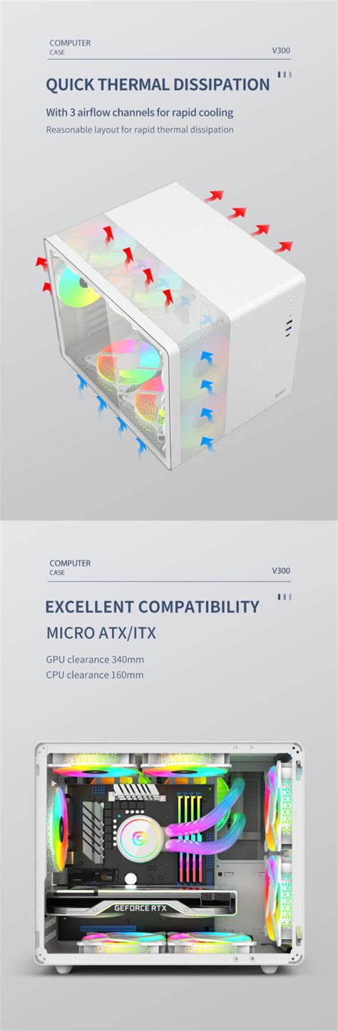 Ygt V300 White Mini Dual Chamber Matx Itx Wind Net Computers