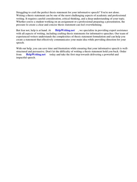 Examples Of Thesis Statements For Informative Speeches Download Free Pdf Essays Thesis
