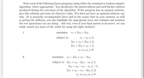 Solved Solve Each Of The Following Linear Programs Using