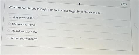 Solved 1 ﻿ptswhich Nerve Pierces Through Pectoralis Minor To