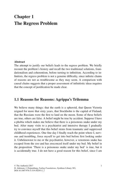 Pdf The Regress Problem