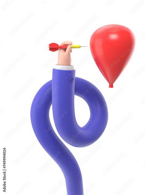 problem solving business concept acute dart darts in businessman hands prick a balloon 3d