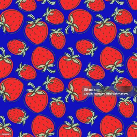 딸기 완벽 한 패턴입니다 손으로 그린된 신선한 베리입니다 벡터 스케치 배경입니다 낙서 배경 화면입니다 빨강 파랑 및 녹색 인쇄
