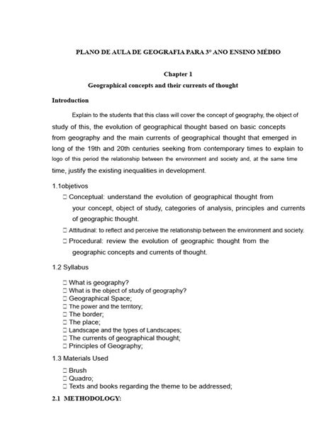 Geography Lesson Plan For 3 Pdf Geography Concept