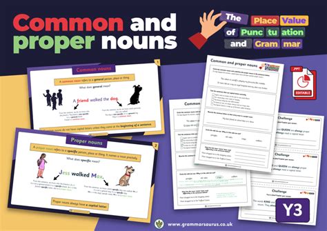 Year 3 The Place Value Of Punctuation And Grammar Common And Proper Nouns Grammarsaurus