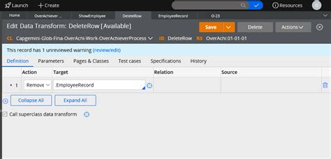 how to delete a particular record in data page support center