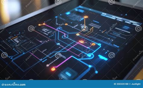 An Interactive Touchscreen Interface Displaying An Animated Flow Chart