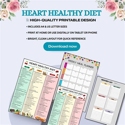 Heart Healthy Diet Food List Printable Heart Healthy Food Chart Low