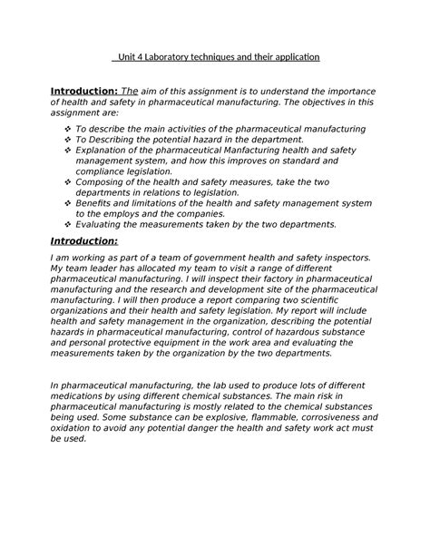 unit 4 laboratory techniques and their application unit 4 laboratory